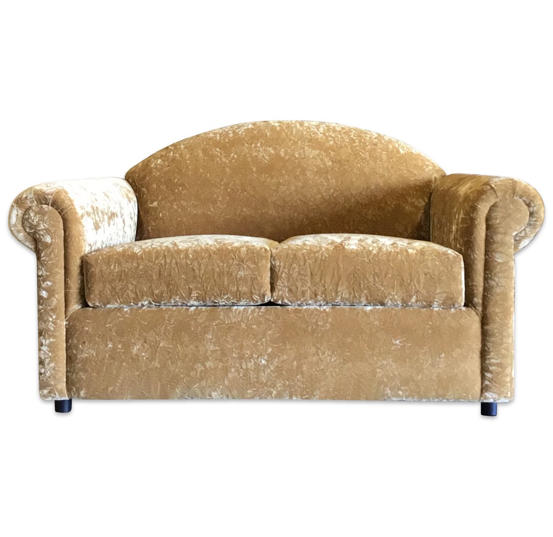 Camel Back Loveseat With Rolled Arms, Loose Cushion Couch, Crush Camel ...
