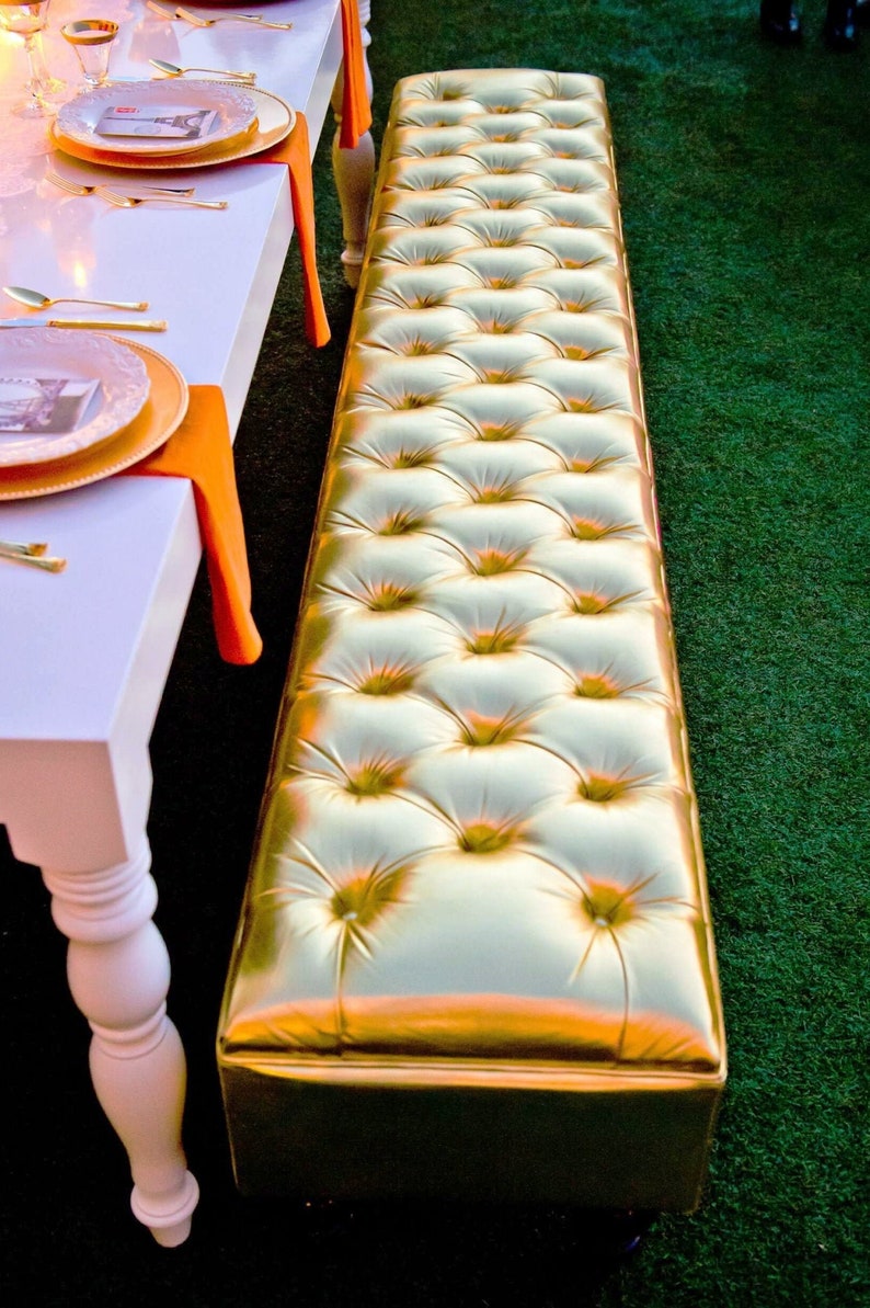 Tufted Gold Bench Gold Bench Seat Gold Faux Leather Tutfed | Etsy
