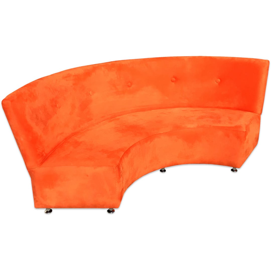 Orange Upholstered Bench With Back, Curved Bench - Etsy