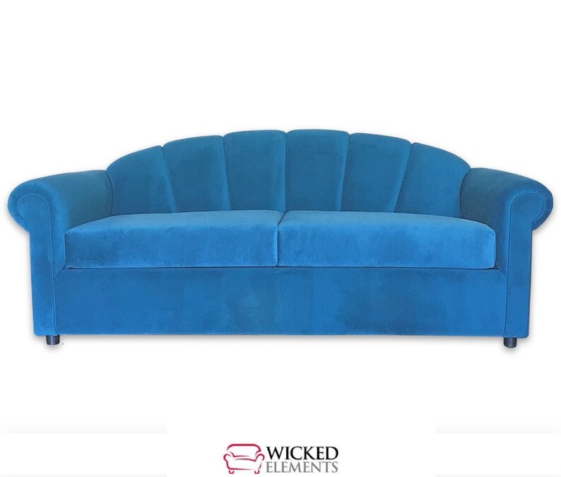 Teal Velvet Sofa Velvet Scallop Shell Back Sofa - Etsy