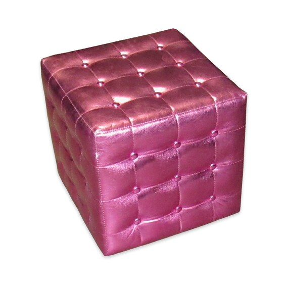 Metallic Pink Tufted Ottoman | Etsy
