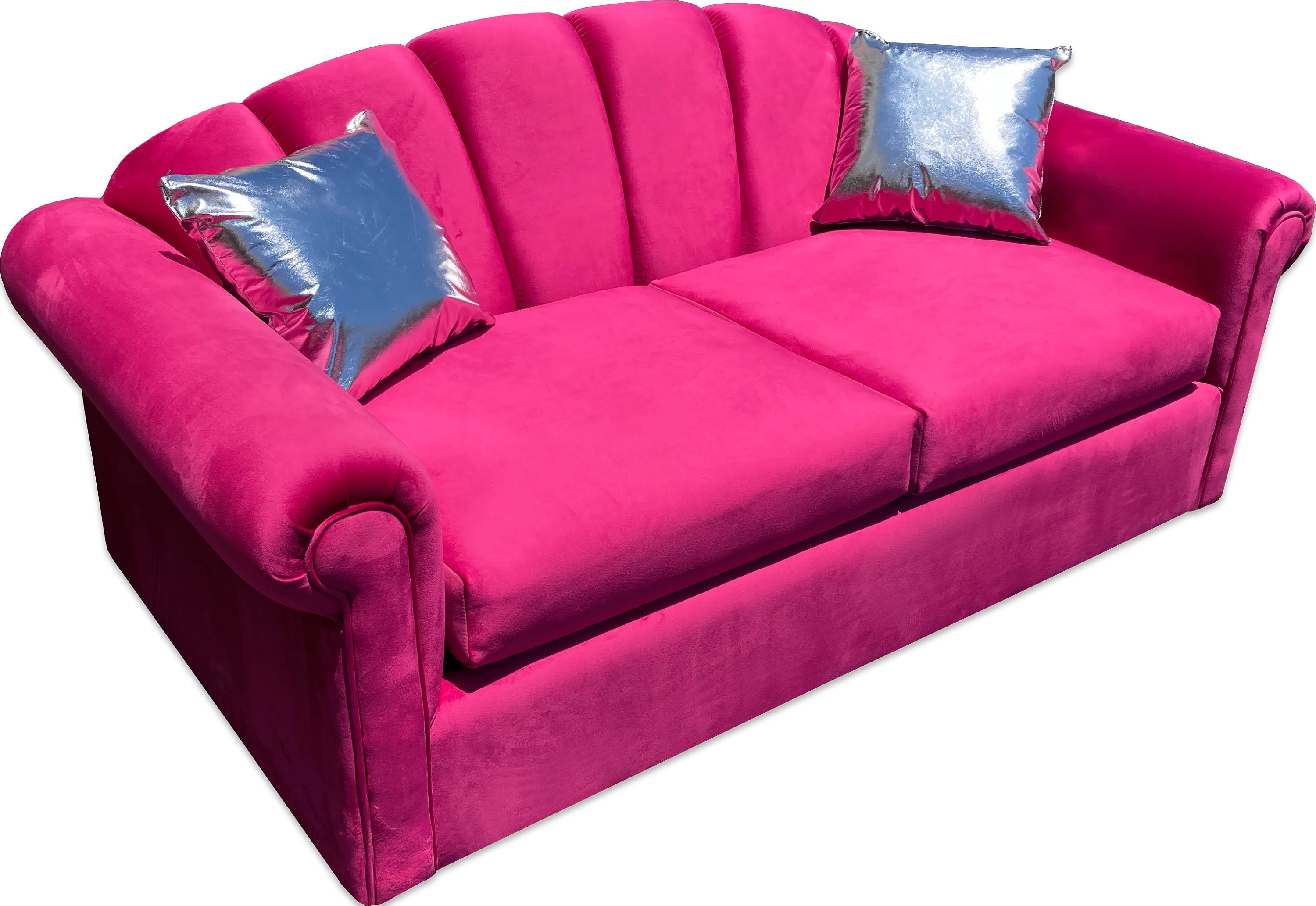 Modern Fuchsia Velvet Sofa Hot Pink Velvet Sofa Loose Cushion Sofa Etsy UK