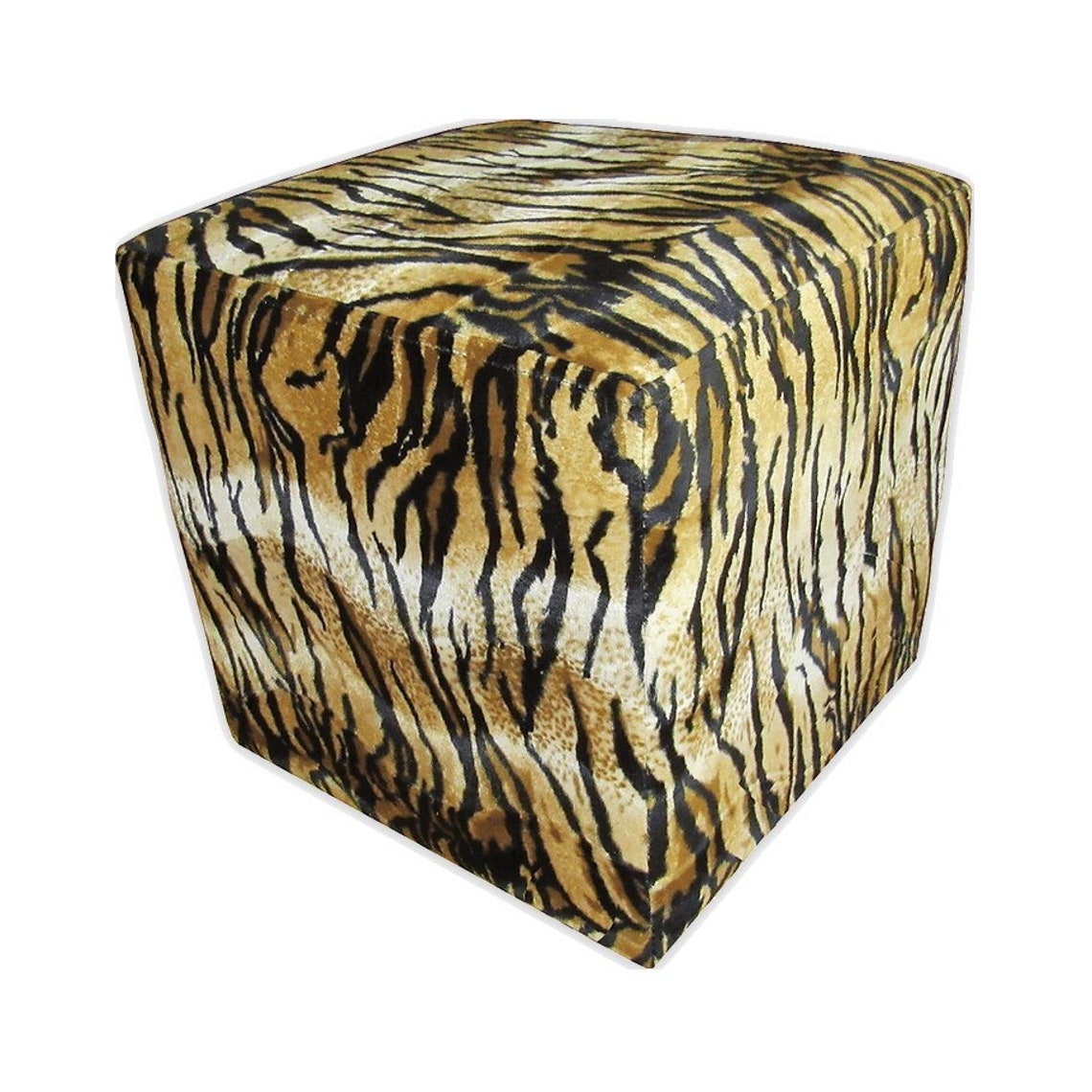 Tiger Ottoman Tiger Print Fabric Ottoman Cube Shaped Animal | Etsy