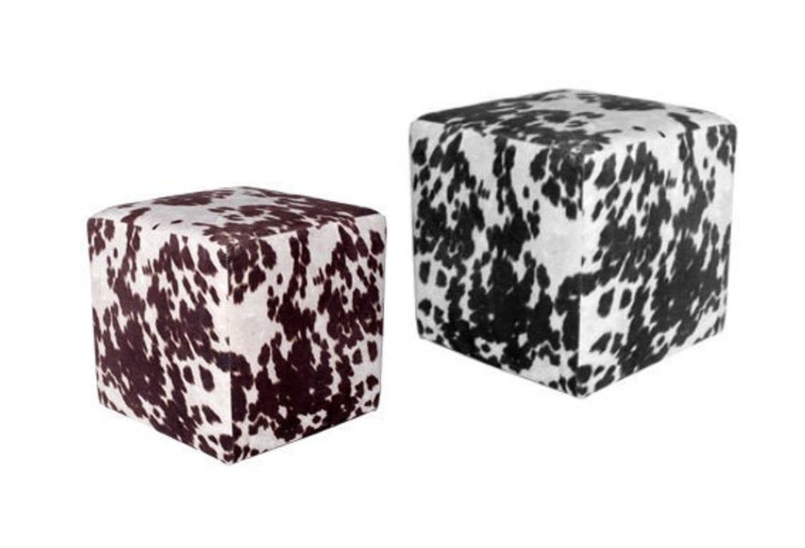Faux Cowhide Cube Ottoman Cow Print Ottoman - Etsy