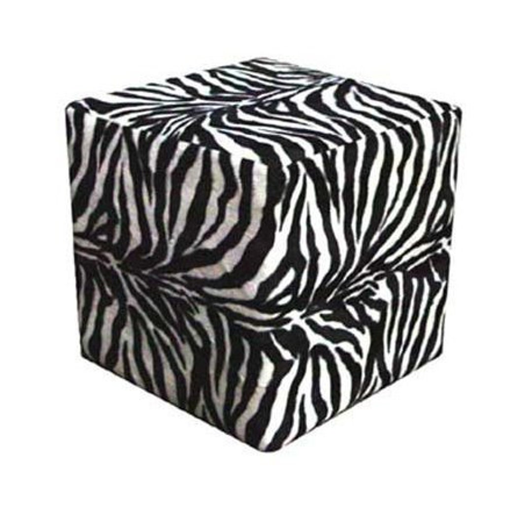 Zebra Animal Print Cube Ottoman, Zebra Ottoman, Animal Print Cubed Seat ...