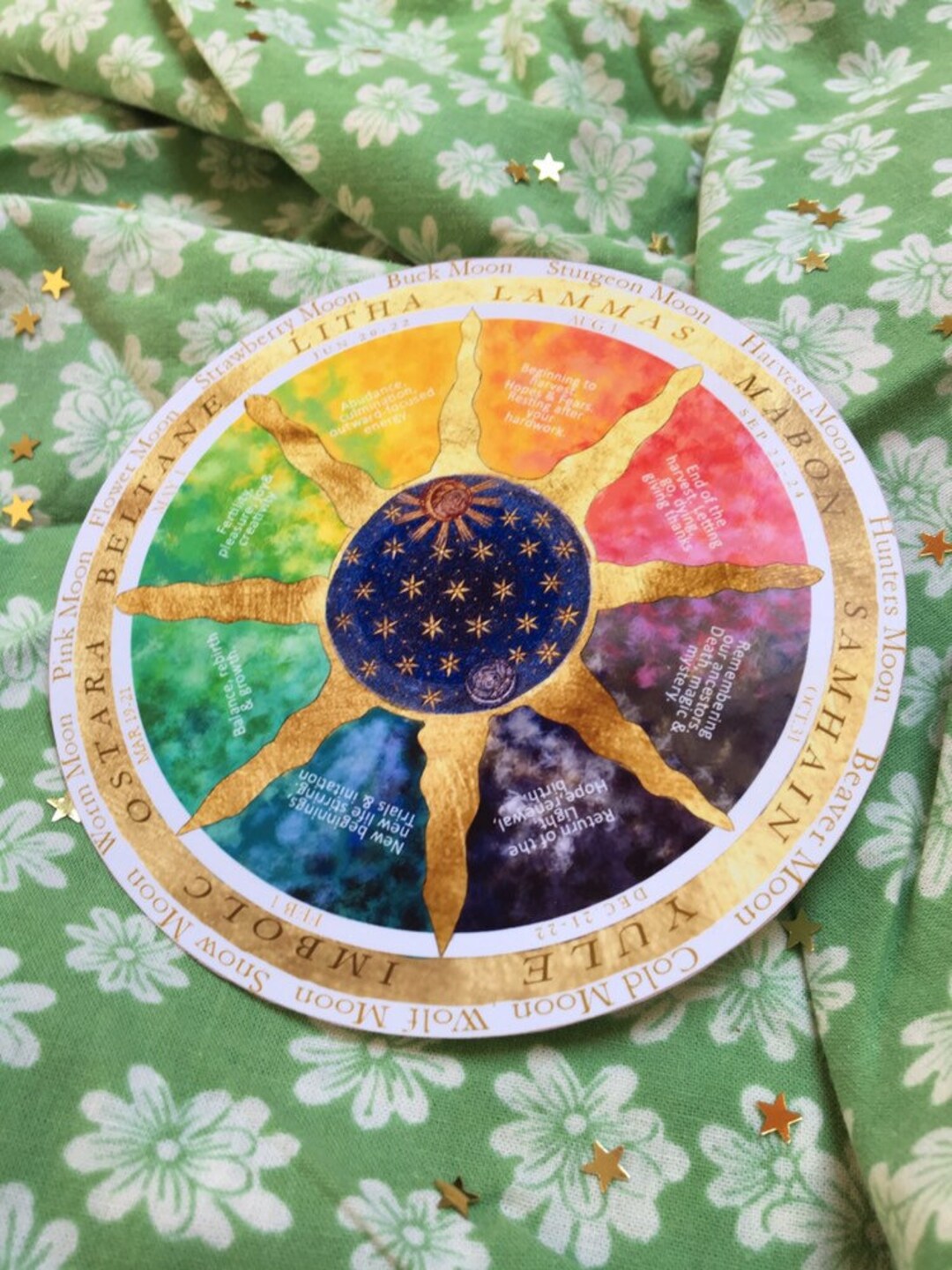 Wheel of the Year Paper Calendar Wicca Seasons Sabbat Pagan Witch Magic ...