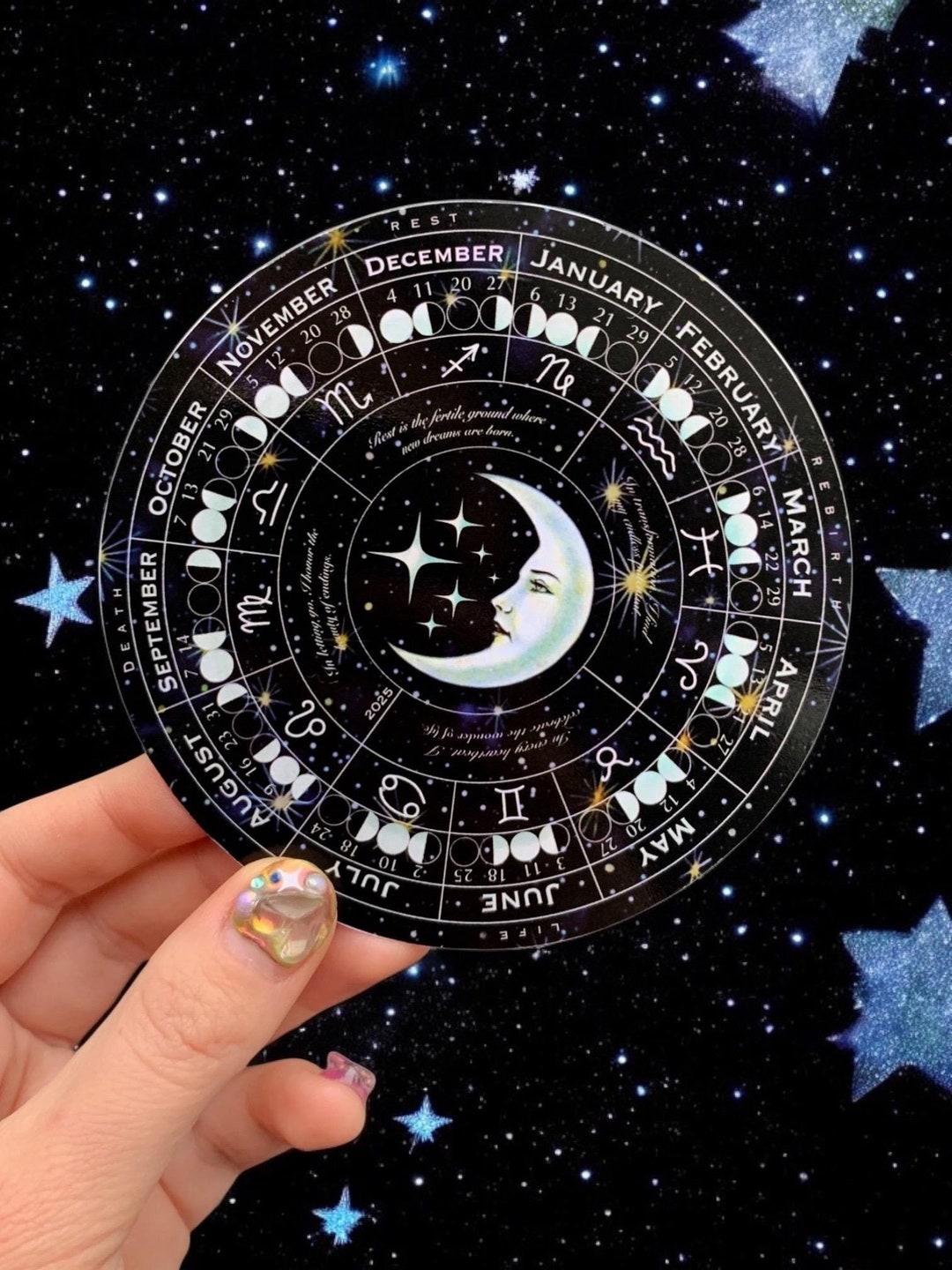 Moon Calendar 2025 Lunar Phases Calendar Zodiac Tiny Pocket Calendar ...