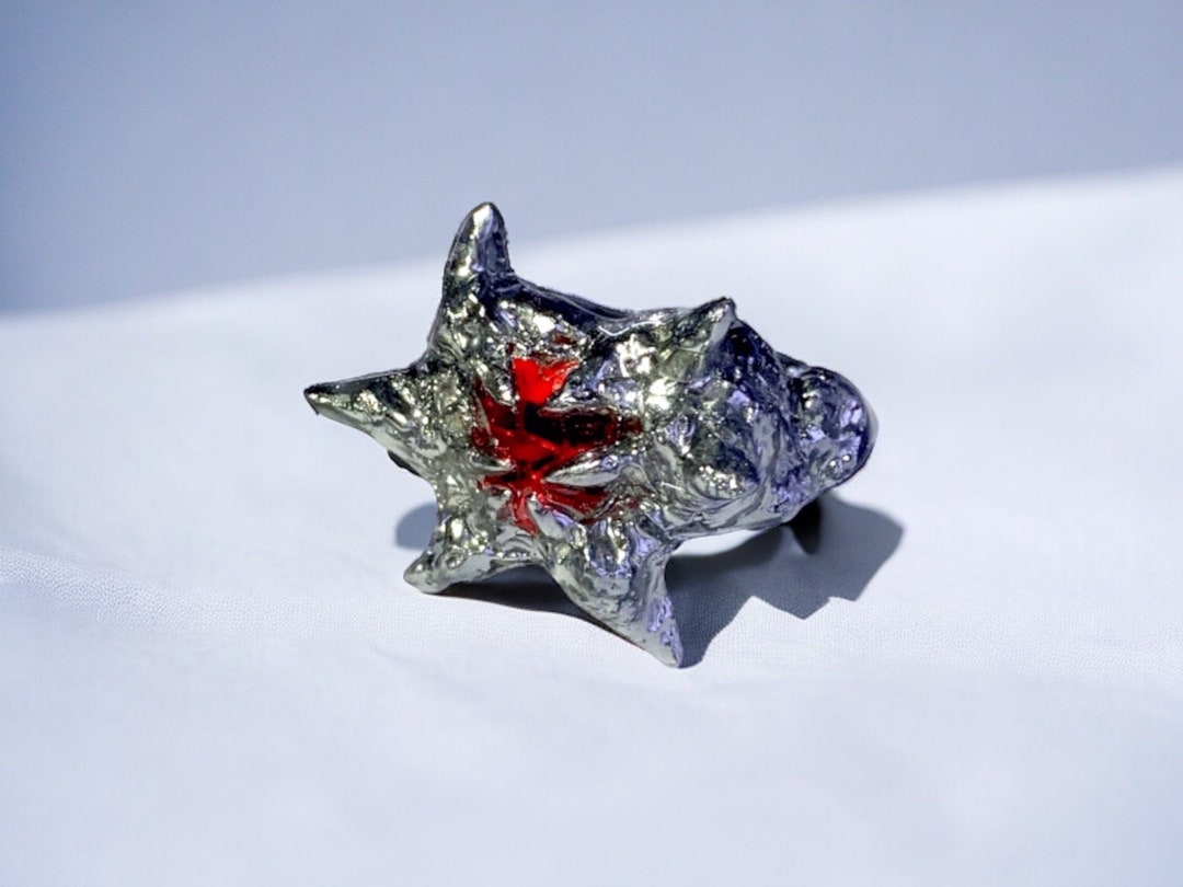 Liquid Melted Ring With a Dark Red Heart Stone Epoxy Ring Y2k Unique ...