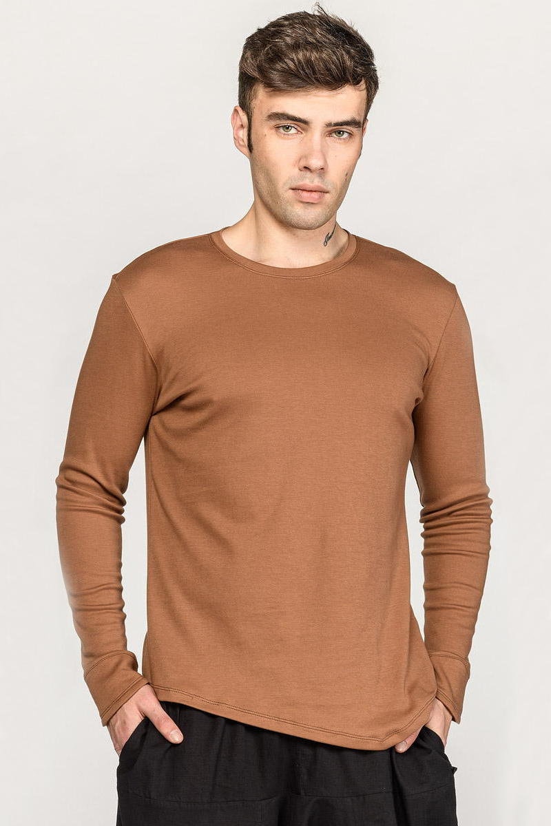 Camiseta De Manga Larga Para Hombre Camiseta De Jersey Marrón Etsy