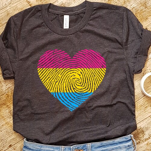 Pan Pride Shirt Pansexual Flag Shirt Pansexual Heart Tee Etsy