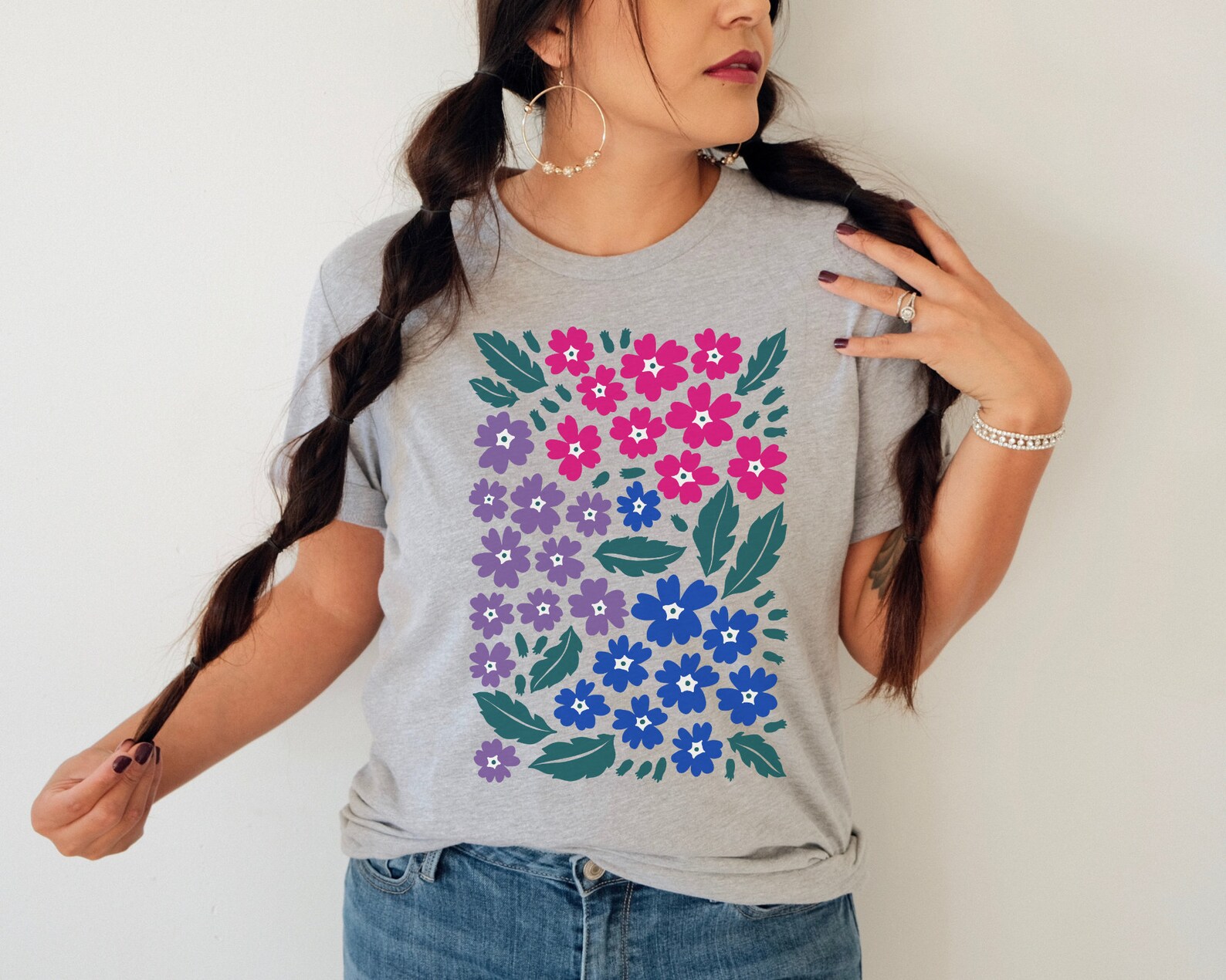 Subtle Bi Pride Shirt, Bisexual Flower Shirt, Floral Bisexual Pride ...