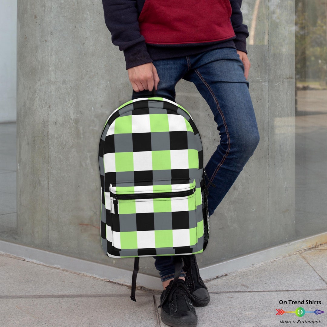 Checkered Agender Pride Flag Backpack, Aesthetic Agender Flag Bag ...