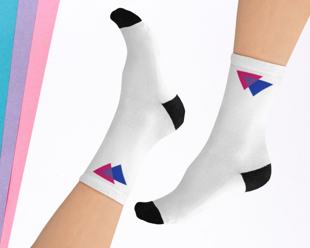 White Bisexual Bi-angle Socks, One Size, Bisexual Socks, Bi Pride Flag ...