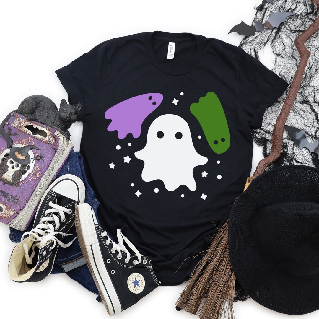 Subtle Gender Queer Ghost Shirt, Gender Queer Halloween Shirt, Discreet ...