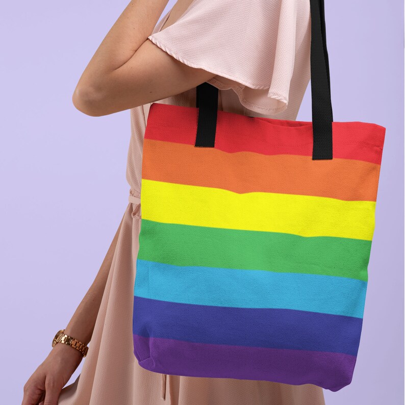 Rainbow Tote Bag Rainbow Pride Bag Rainbow Flag Shopping Etsy