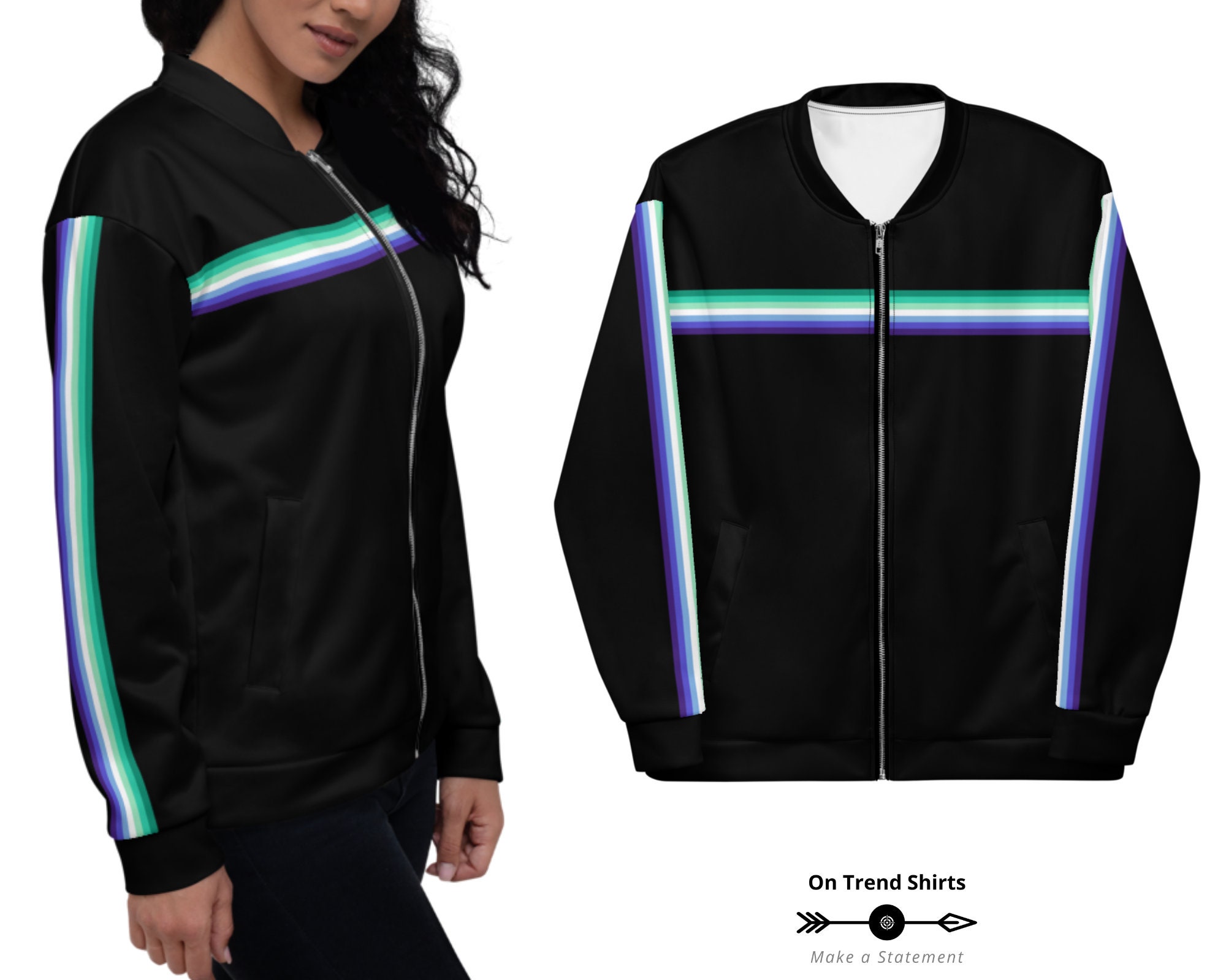 MLM Pride Flag Stripe Jacket lightweight Bomber Jacket Gay | Etsy