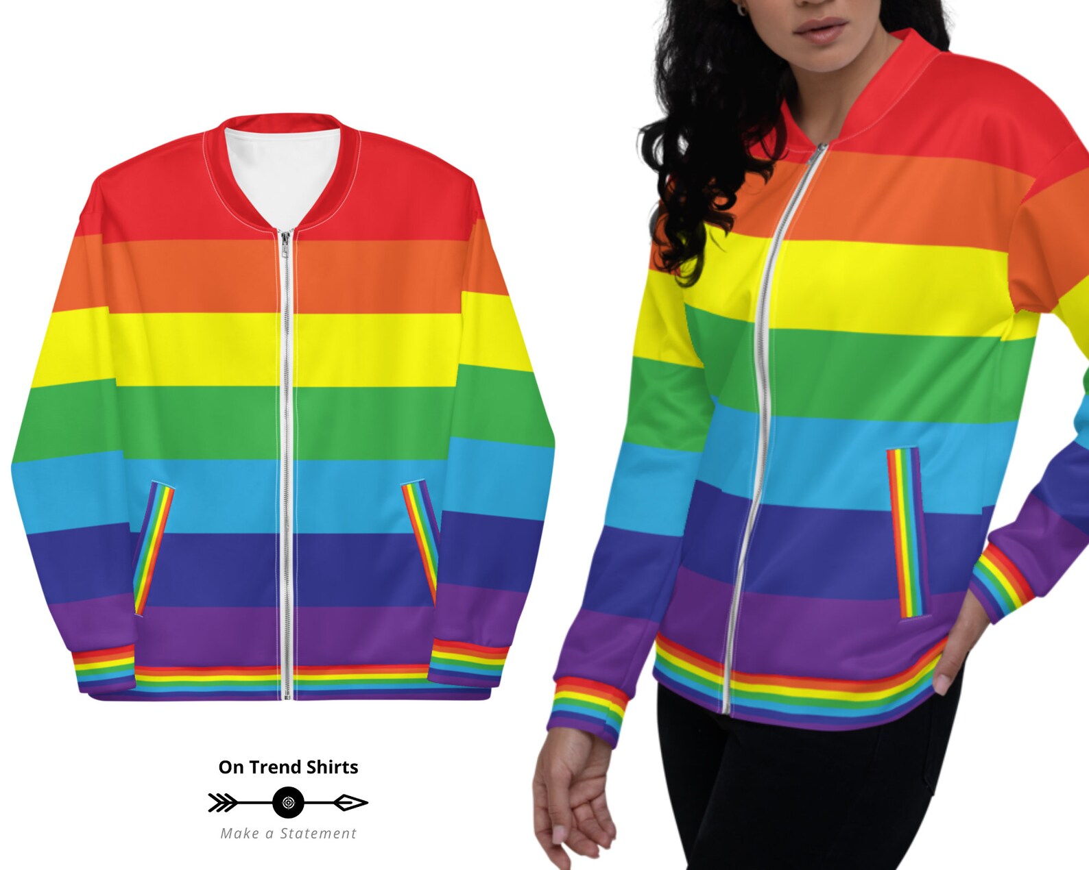 Rainbow Flag Jacket Gay Pride Jacket Lightweight Bomber - Etsy