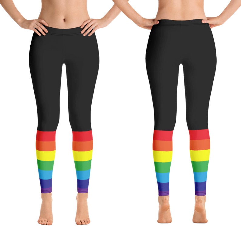 Rainbow Flag Matching Gym Set, Workout Leggings & Sports Bra Top, Gay ...