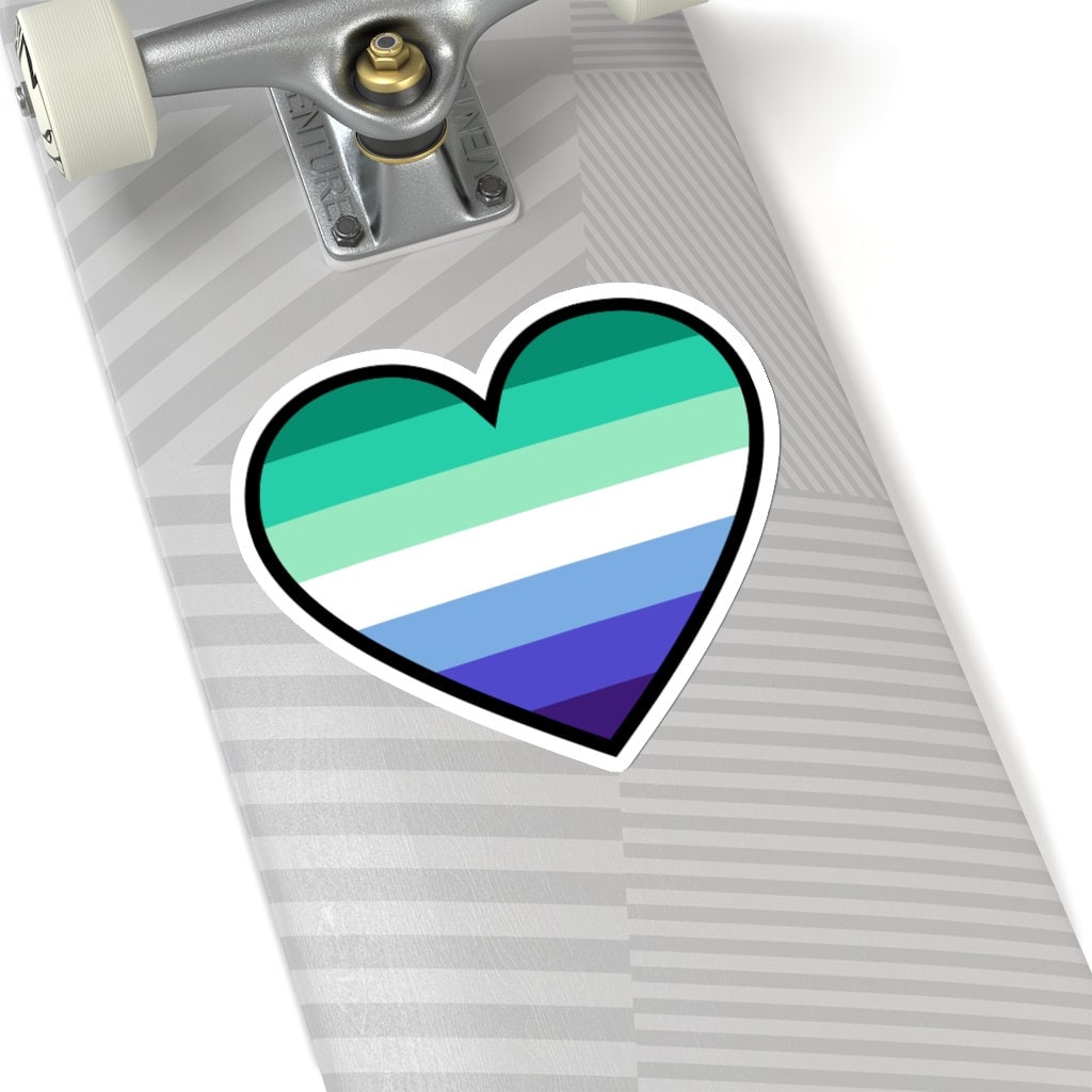 MLM Pride Flag Heart Sticker, Blue Gay Flag Aesthetic Stickers, Gay ...