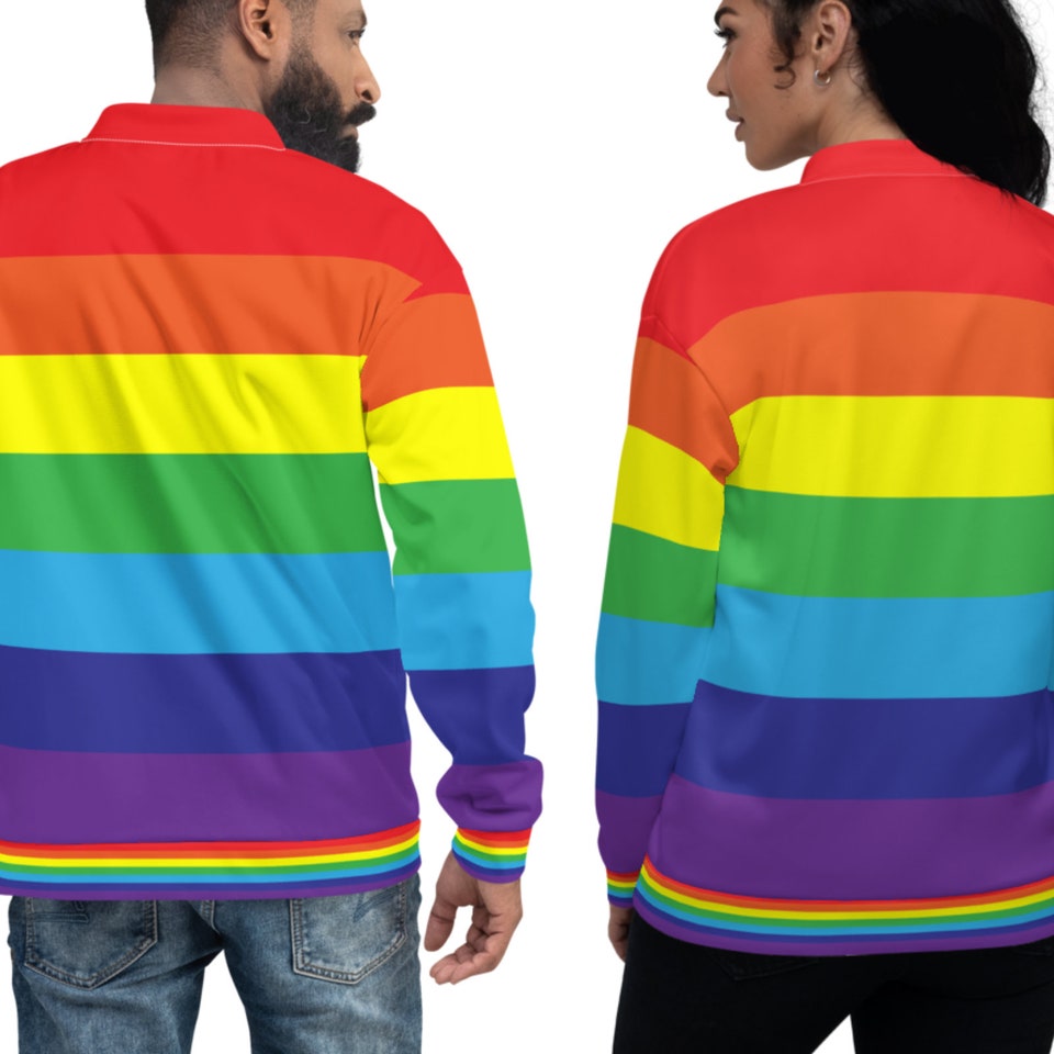 Rainbow Flag Jacket, Gay Pride Jacket, Lightweight Bomber Jacket ...