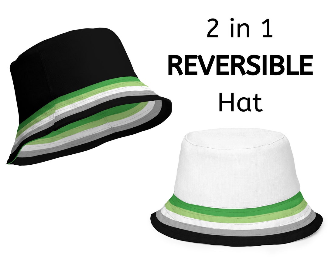 2 in 1 Reversible Aromantic Pride Bucket Hat, Aromantic Flag Hat, Aro ...