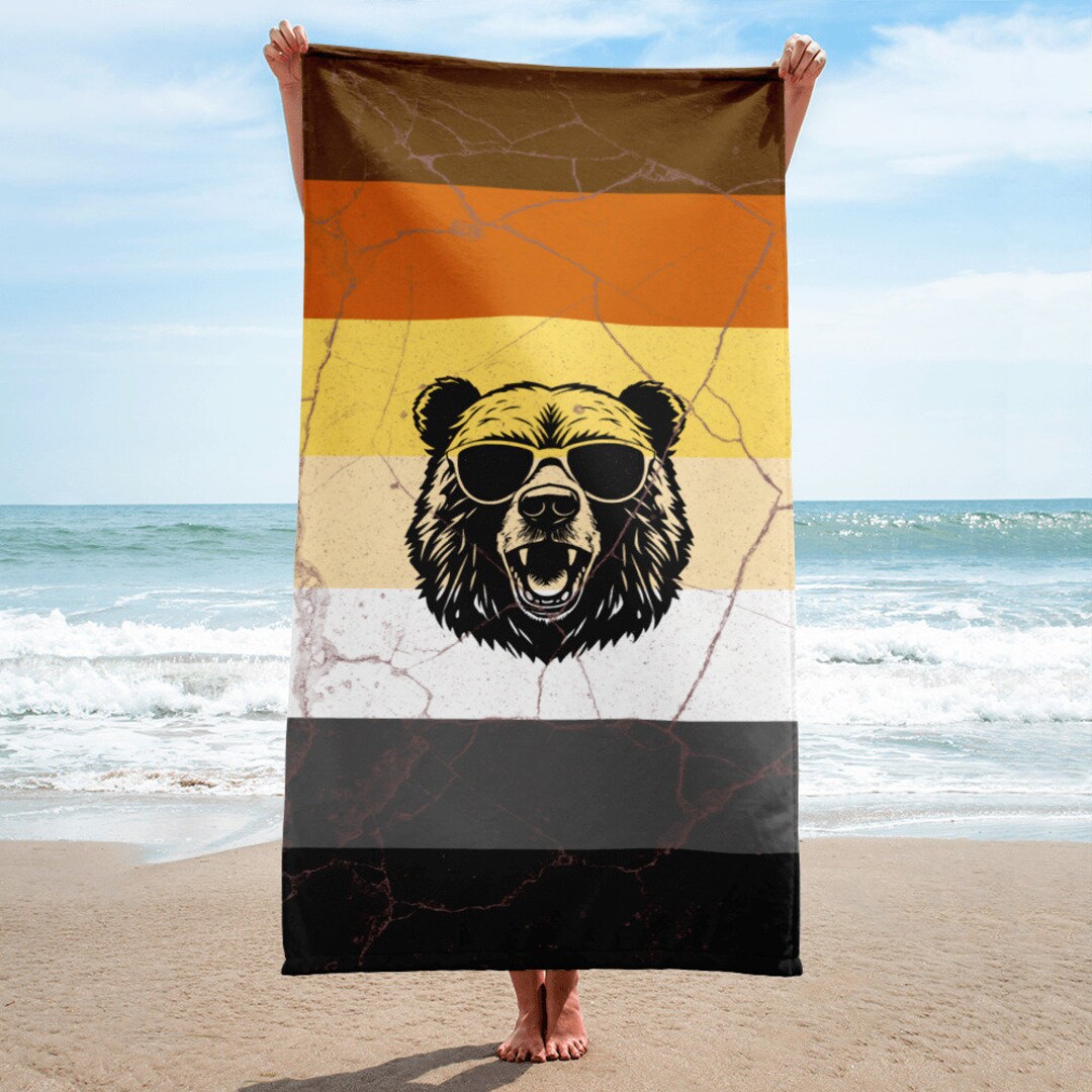 Grunge Gay Bear Flag Beach Towel, Bear Pride Towel, Bear Pride Flag ...