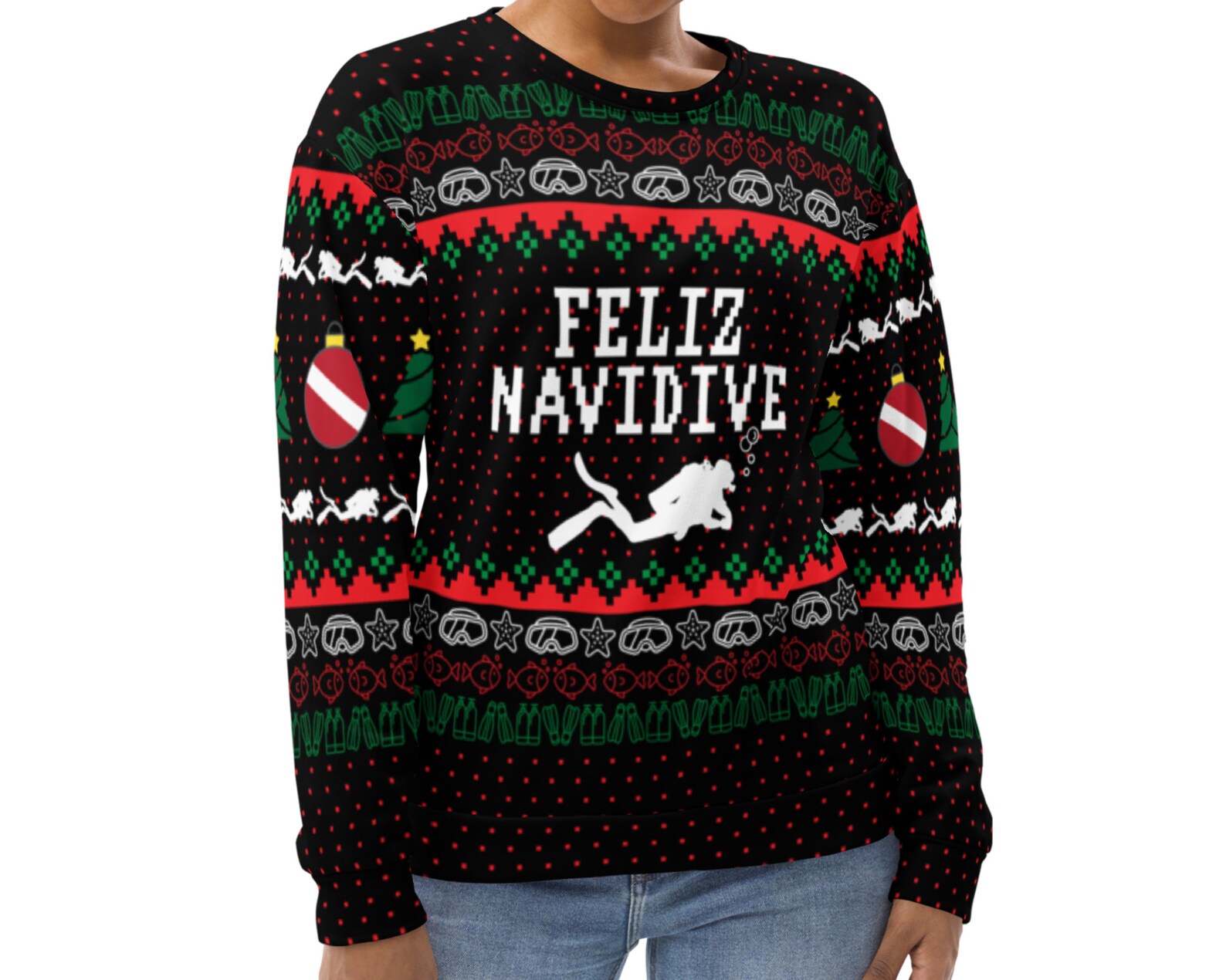 Feliz Navidive Scuba Diver Christmas Sweater, Scuba Diving Christmas ...