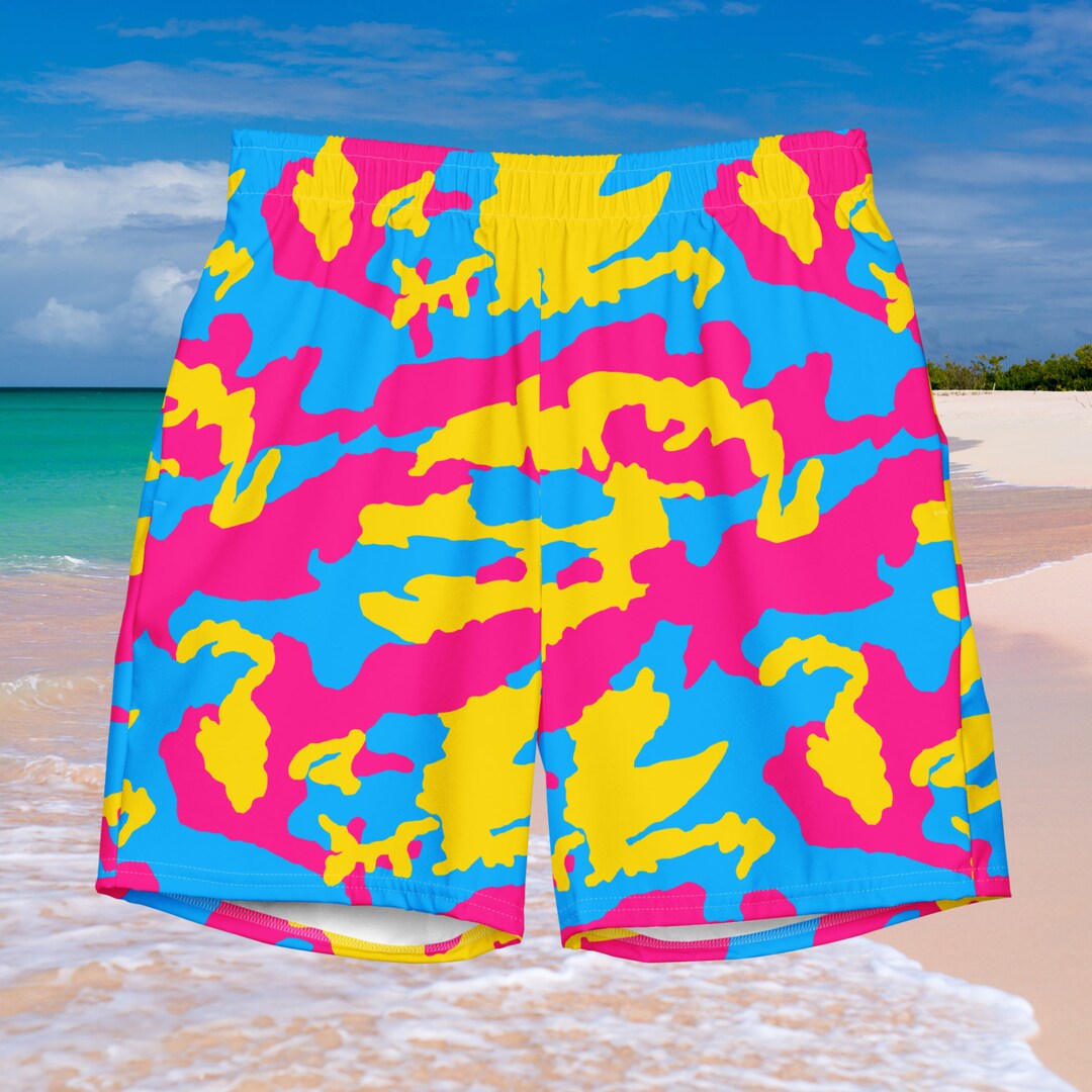 2xs - 6xl Camo Pansexual Swim Trunks, Pan Pride Camouflage Swim Shorts ...