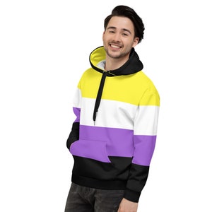 Nonbinary Hoodie, Nonbinary Flag Hooded Sweatshirt, Nonbinary Pride ...