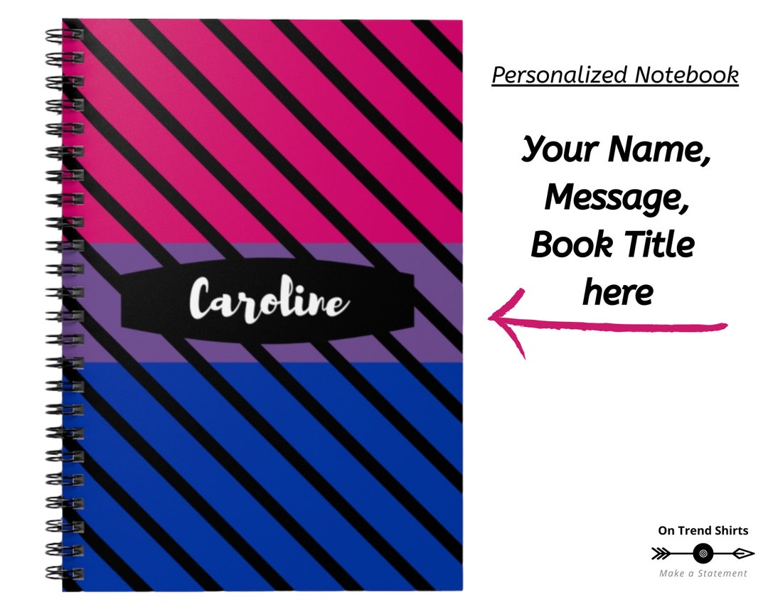 Personalized Bi Pride Notebook Journal, Bisexual Flag Lined Spiral ...