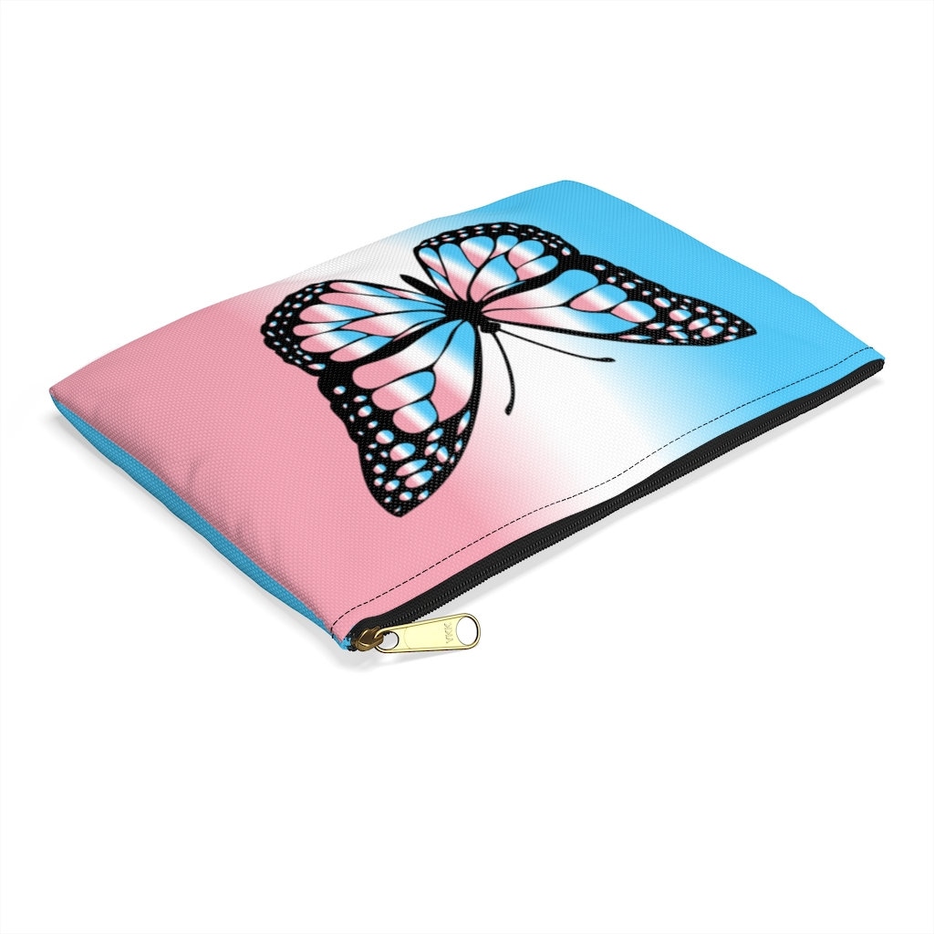 Transgender Zipper Pouch, Trans Pride Makeup Bag, Monarch Butterfly Zip ...
