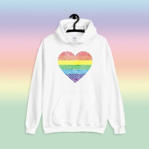 Rainbow Pride Hoodie, Gay Pride Hooded Sweatshirt, Rainbow Heart, Pride ...