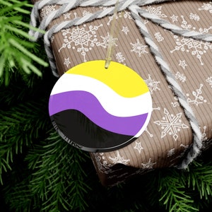 Nonbinary Glass Ornament, Nonbinary Pride Christmas Ornament, Non Binary Ornament, Non Binary ...