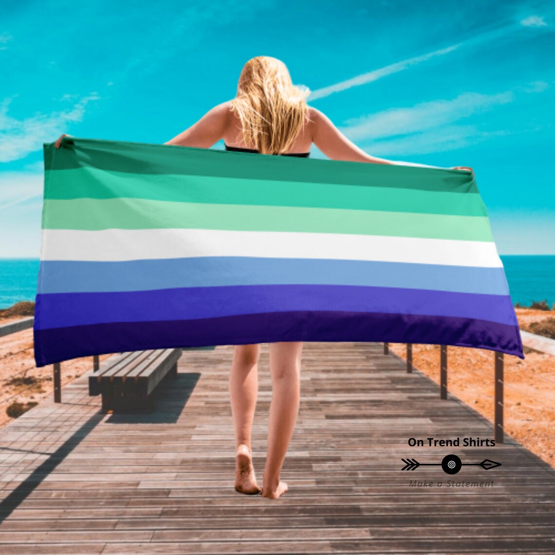 MLM Pride Flag Beach Towel, Gay Male Pride Towel, Gay Male Flag Beach ...