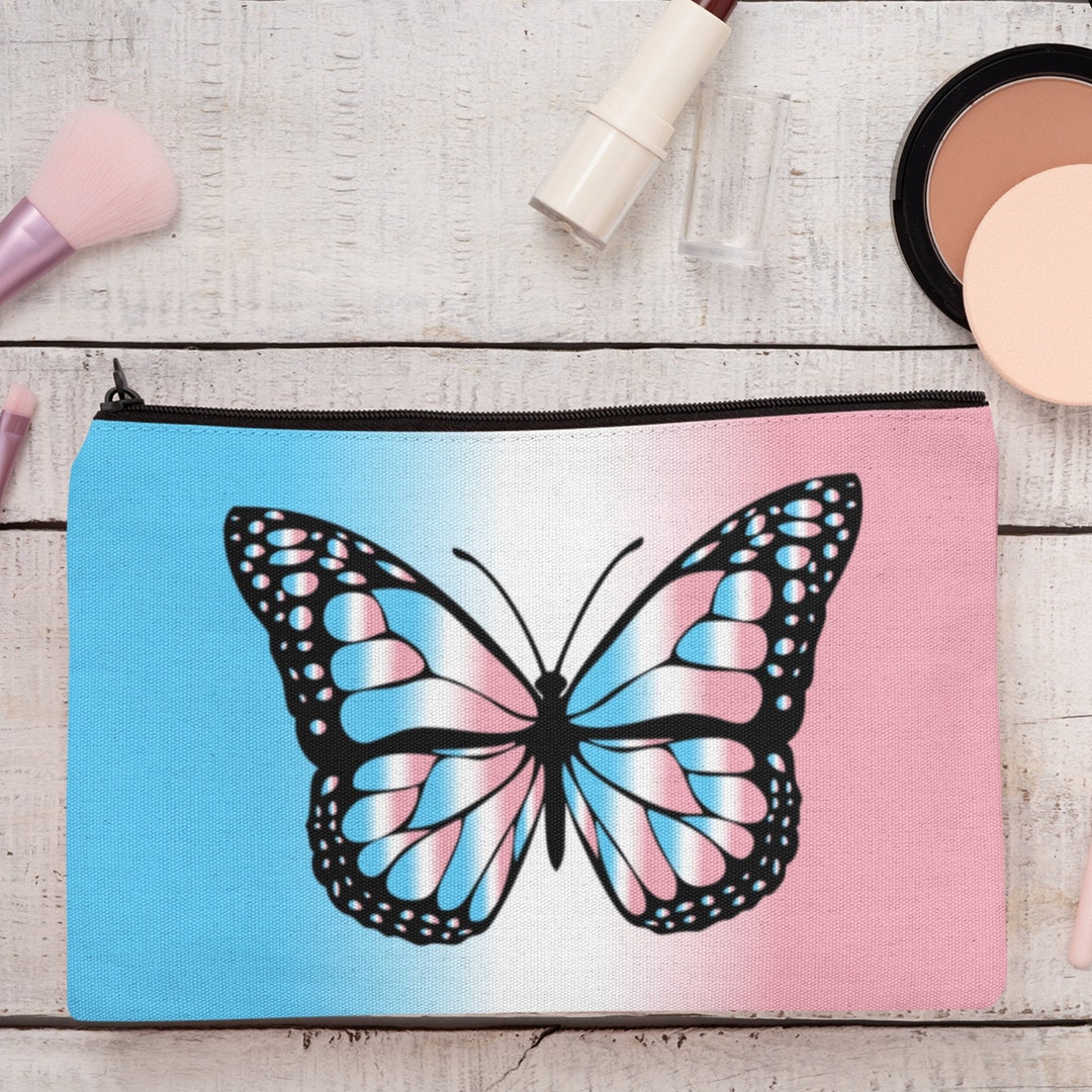 Transgender Zipper Pouch, Trans Pride Makeup Bag, Monarch Butterfly Zip ...
