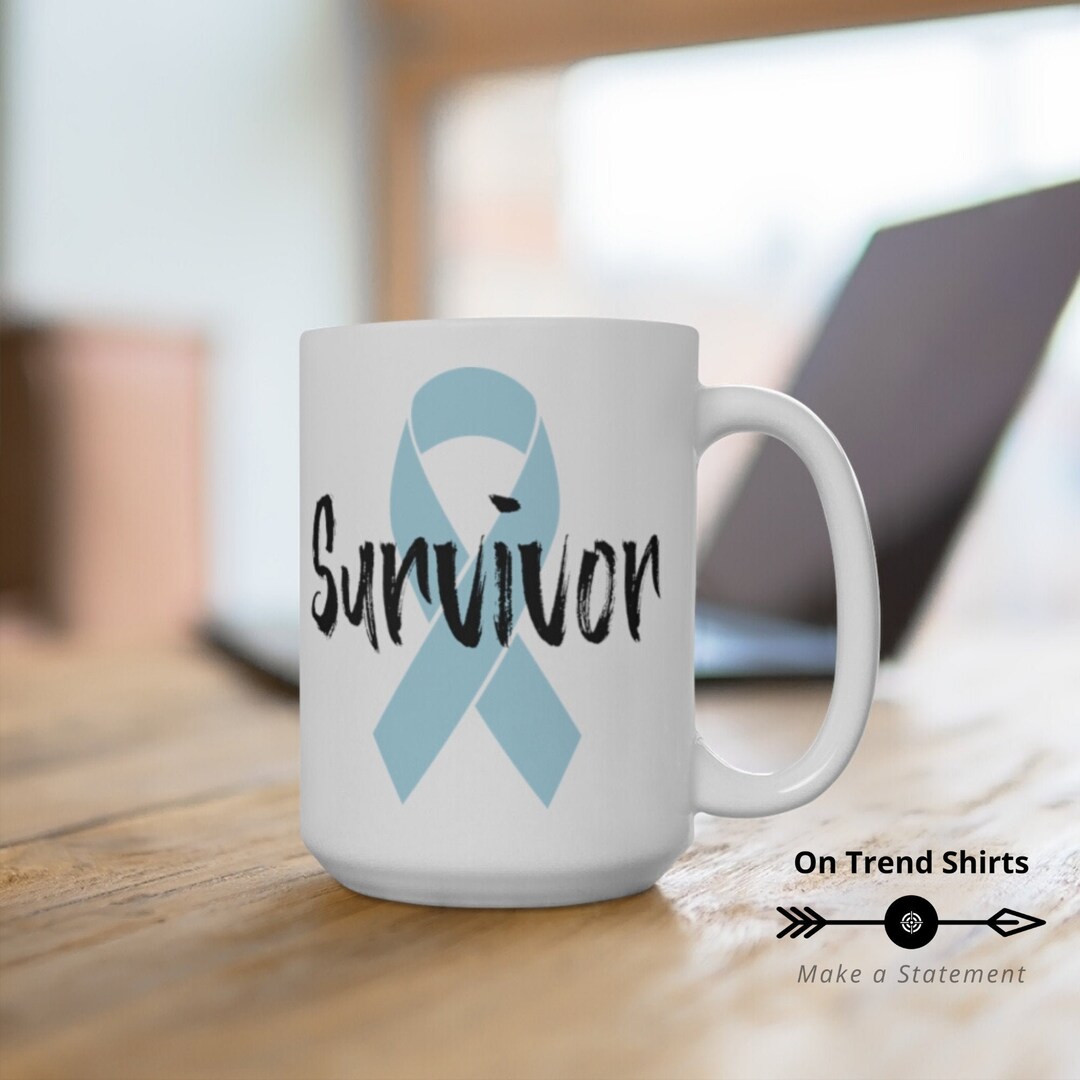 Prostate Cancer Survivor Mug, Prostate Cancer Free Gift, Light Blue ...