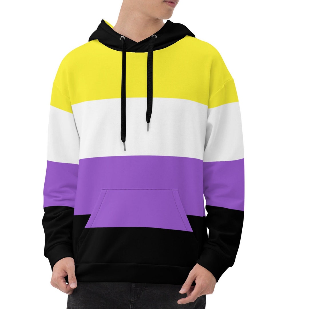 Nonbinary Hoodie Nonbinary Flag Hooded Sweatshirt Nonbinary Pride
