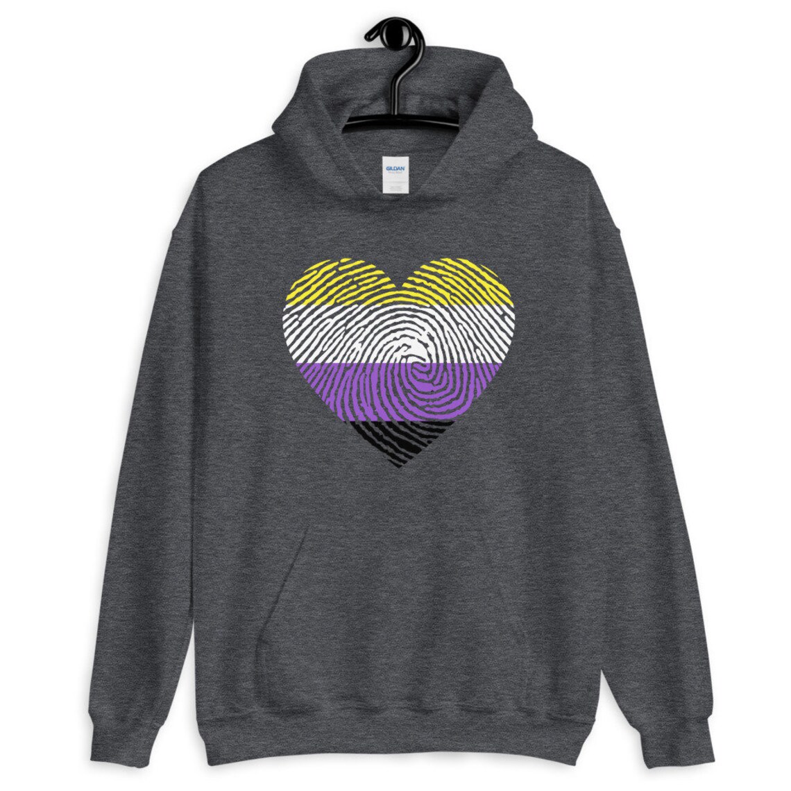 Non Binary Pride Hoodie, Nonbinary Flag Heart Sweatshirt, Nonbinary ...