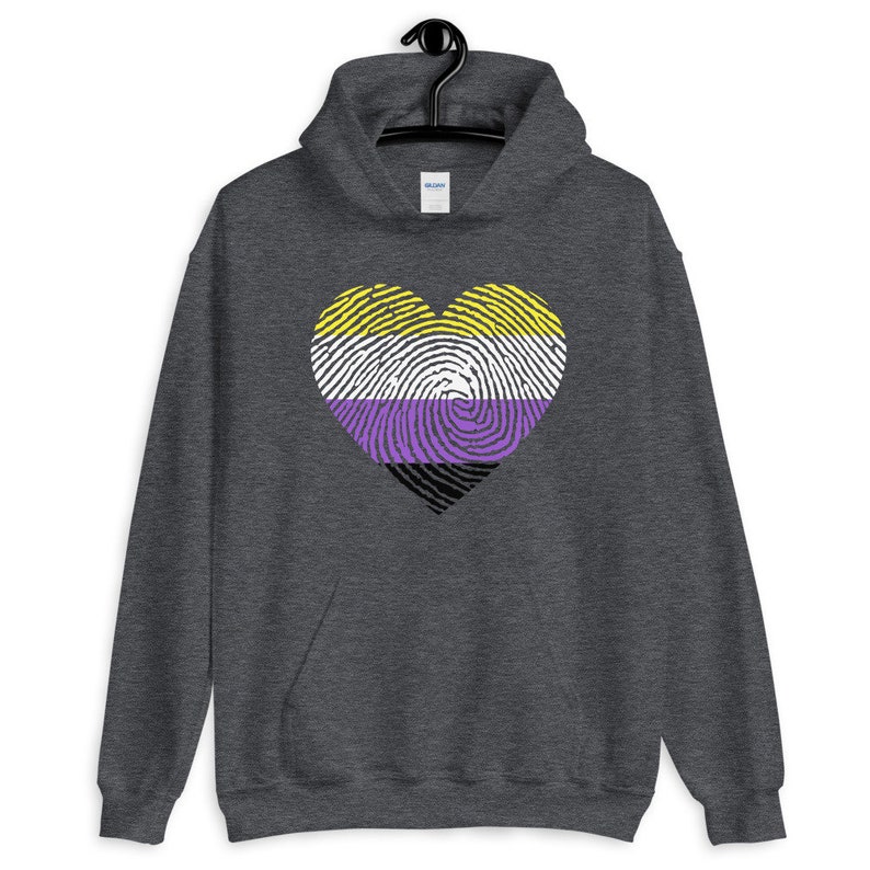Non Binary Pride Hoodie Nonbinary Flag Heart Sweatshirt - Etsy