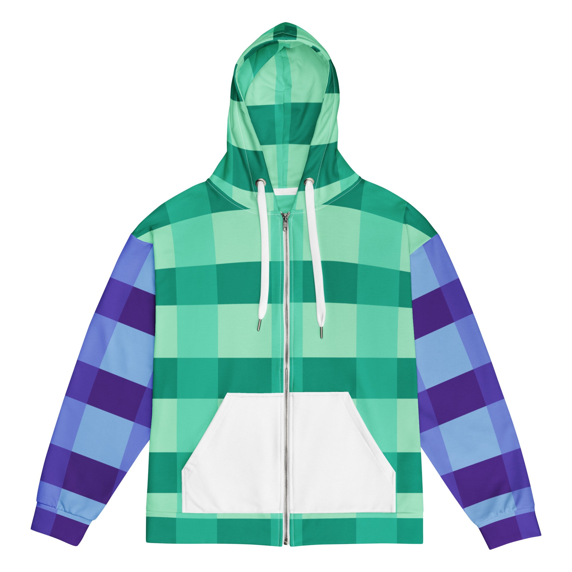 Subtle MLM Pride Flag Plaid Color Block Full Zip up Hoodie, Gay Male ...
