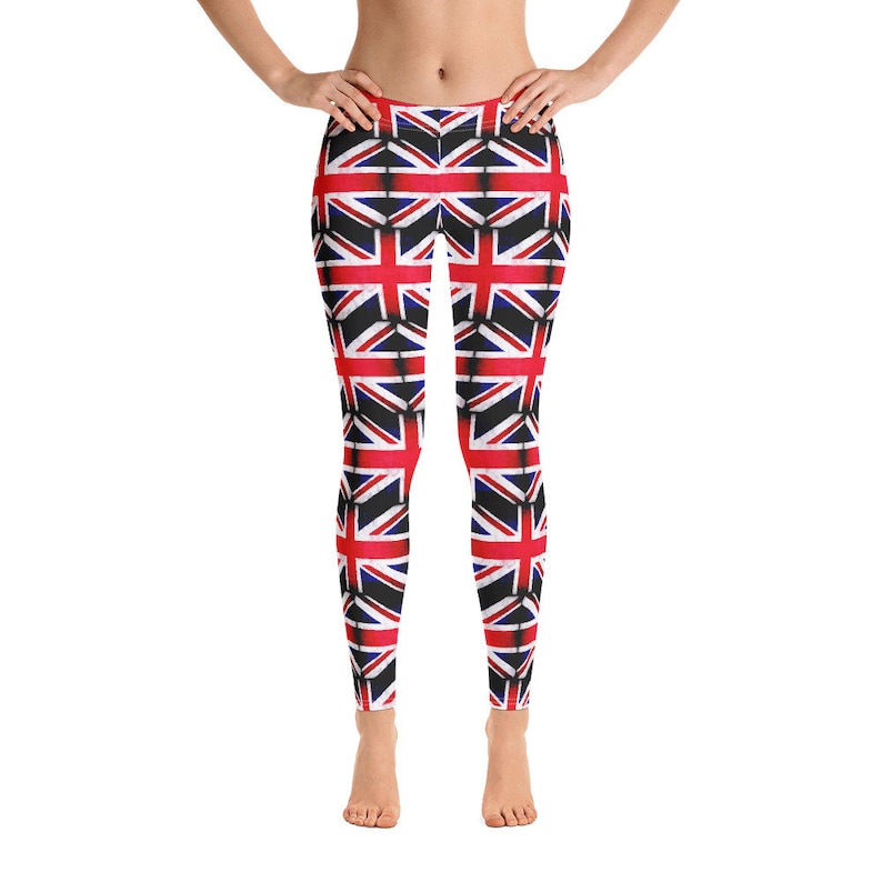 Union Jack Flag Leggings, Distressed British Flag Pants, UK Flag Tights ...