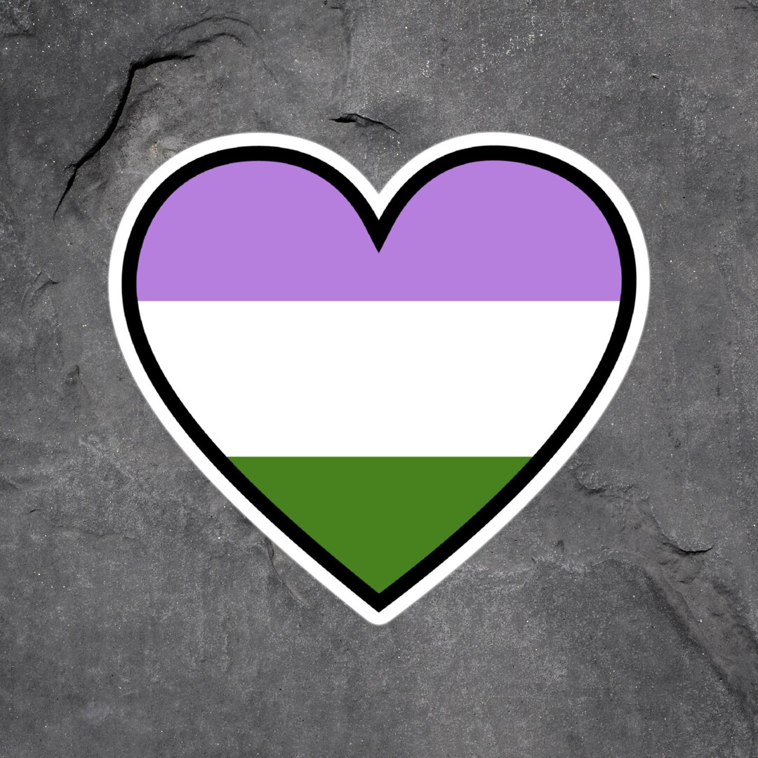 Genderqueer Heart Sticker, LGBT Pride Stickers, Laptop Stickers, Vinyl ...