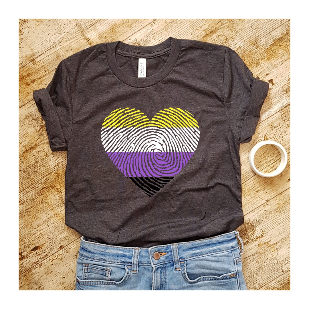 Non Binary Heart Shirt, Nonbinary Shirt, Nonbinary Flag, NB Shirt, Enby ...
