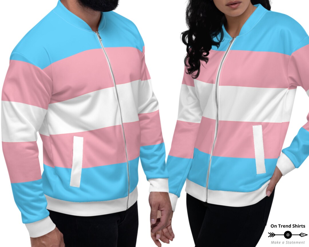 Transgender Flag Bomber Jacket, Trans Pride Zip up Jacket, Transgender ...