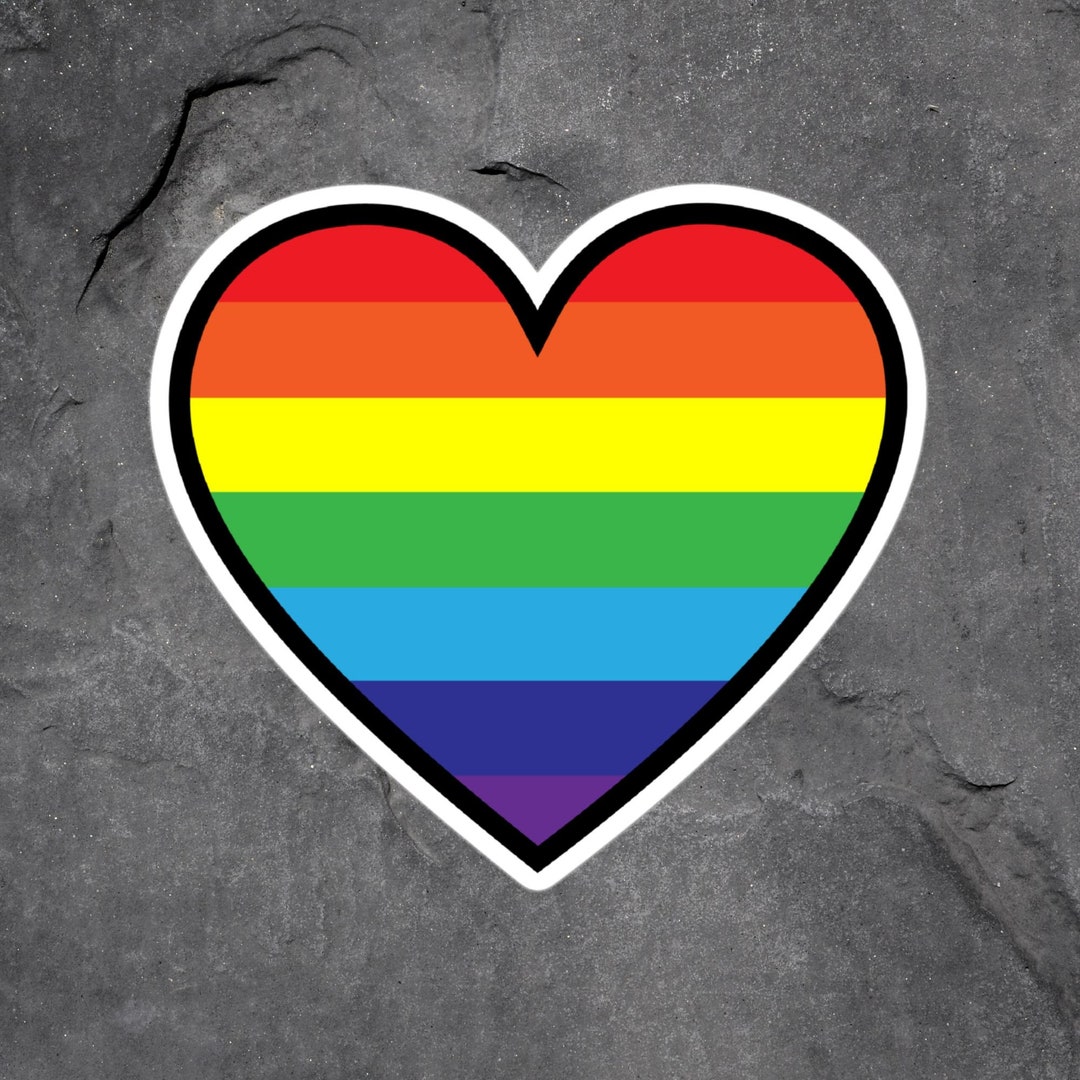 Rainbow Flag Sticker, Rainbow Heart Sticker, Rainbow Pride Sticker ...