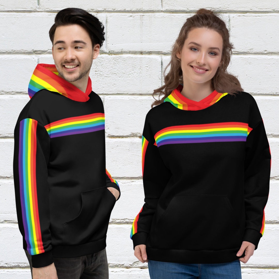 Rainbow Hoodie, Rainbow Pride Pullover Hoodie, Gay Pride Hoodie ...