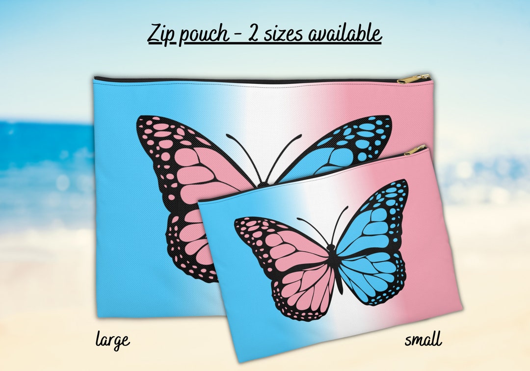 Transgender Zipper Pouch, Transgender Zip Pouch, Subtle Trans Flag ...