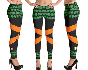 Irish Shamrock Leggings Four Leaf Clover Tights St | Etsy