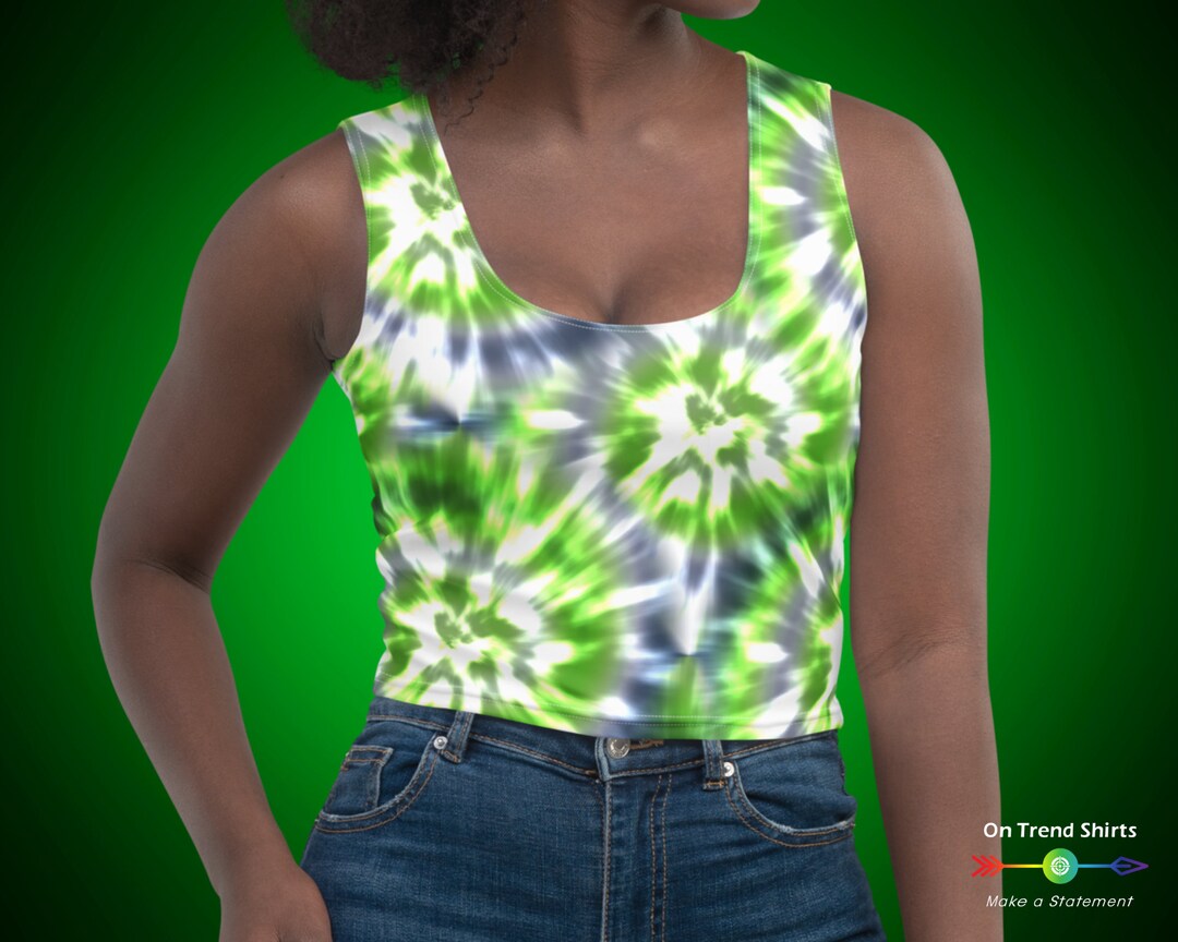 Agender Tie Dye Crop Top, Subtle Agender Pride Flag Colors Aesthetic ...