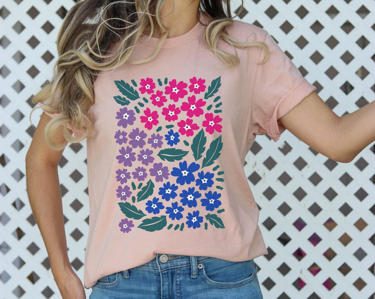 Subtle Bi Pride Shirt, Bisexual Flower Shirt, Floral Bisexual Pride ...